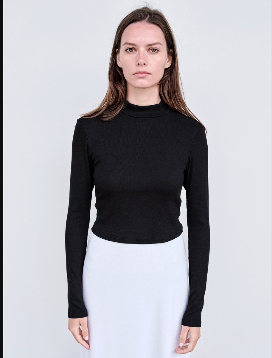 Stateside Rib Mock Neck Cropped L/S – Back 2 Basics
